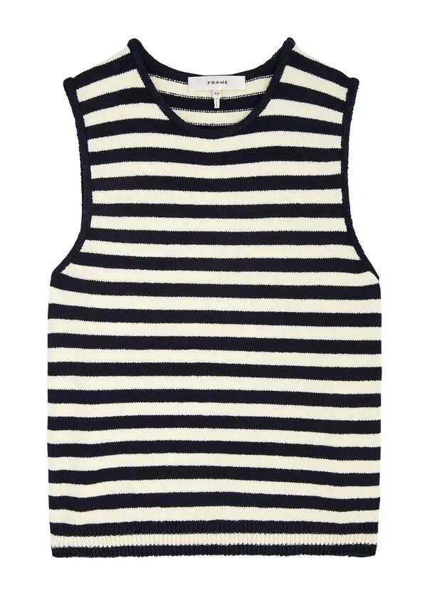 FRAME Mariner Stripe-intarsia Cotton-blend Tank