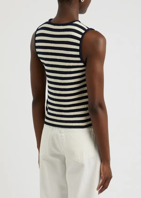FRAME Mariner Stripe-intarsia Cotton-blend Tank