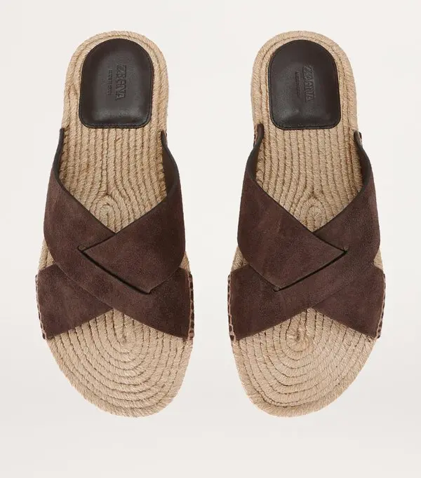 Zegna Suede Espadrille Sandals - Brown