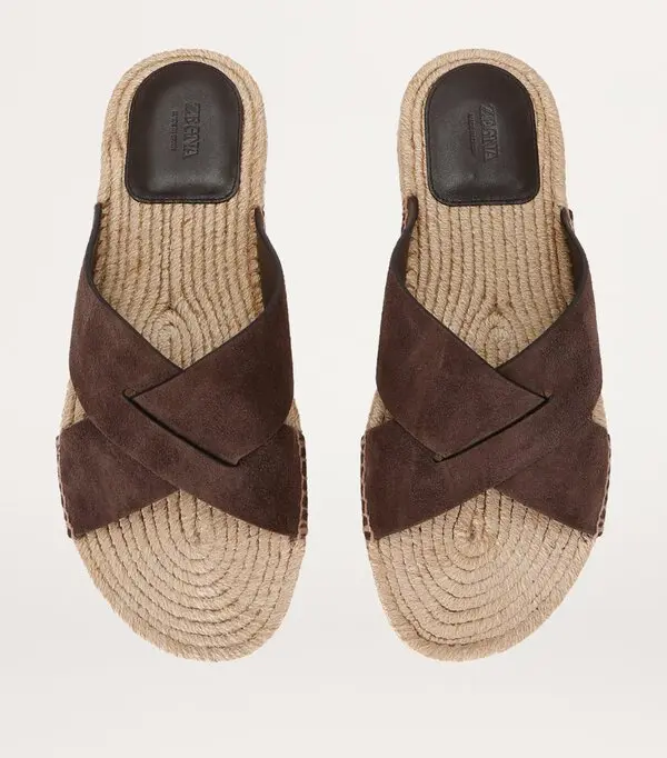 Zegna Suede Espadrille Sandals - Brown