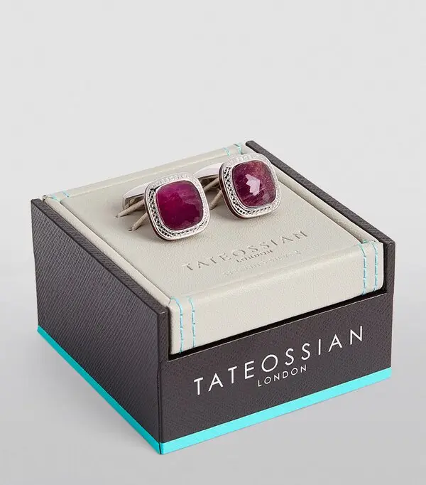 Tateossian Sterling And Ruby Square Cufflinks