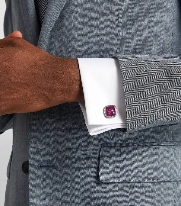 Tateossian Sterling And Ruby Square Cufflinks