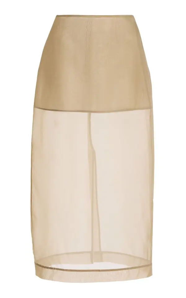 THE FRANKIE SHOP Peri Silk-blend Chiffon Midi Skirt - Neutral