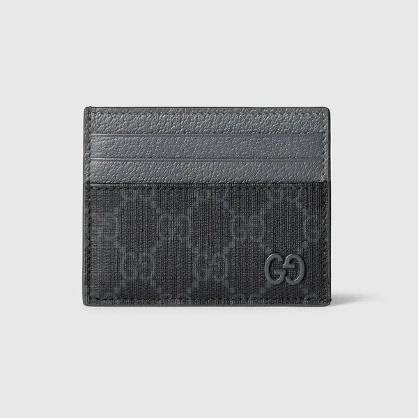 Gucci Bi-color Card Case With Gg Detail - Black