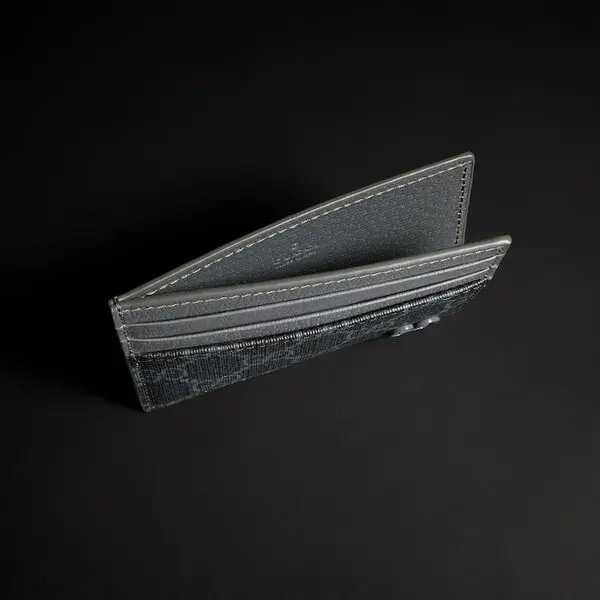 Gucci Bi-color Card Case With Gg Detail - Black