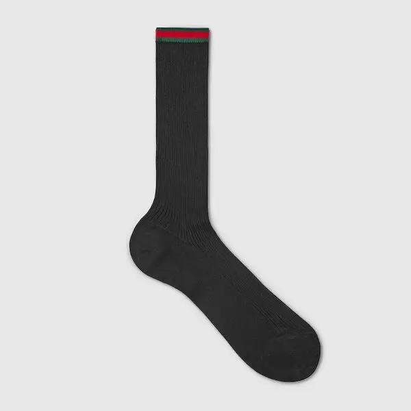 Gucci Cotton-blend Socks With Web Stripe - Black
