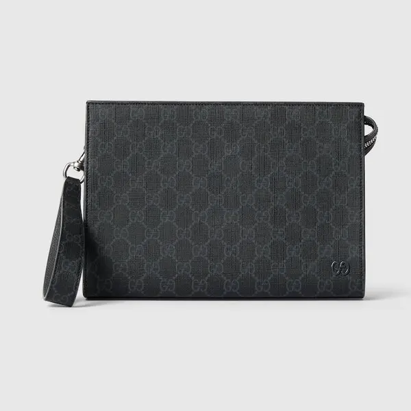 Gucci Gg Supreme Canvas Pouch - Black