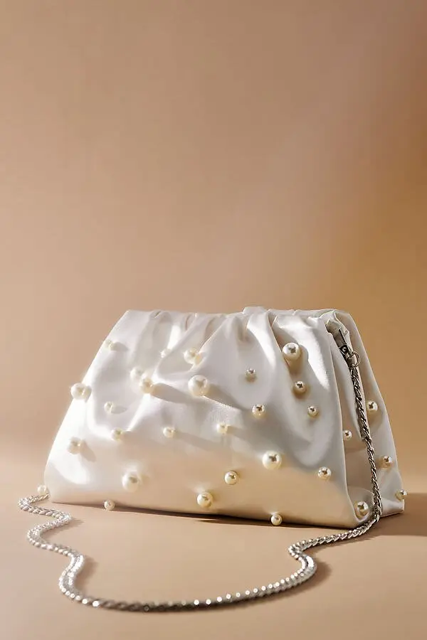 Anthropologie The Frankie Clutch: Pearl Edition - White