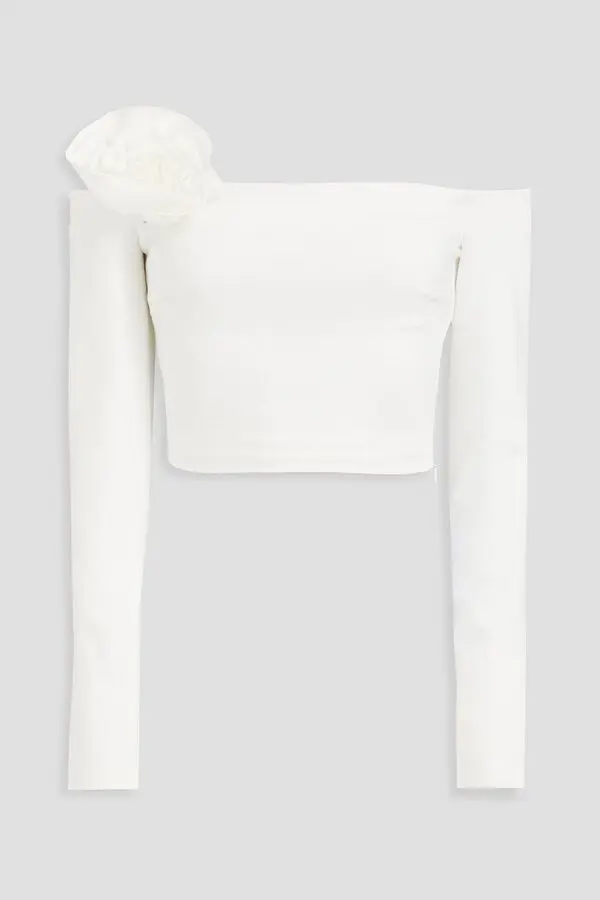 NICHOLAS Off-the-shoulder Cropped Jersey Top