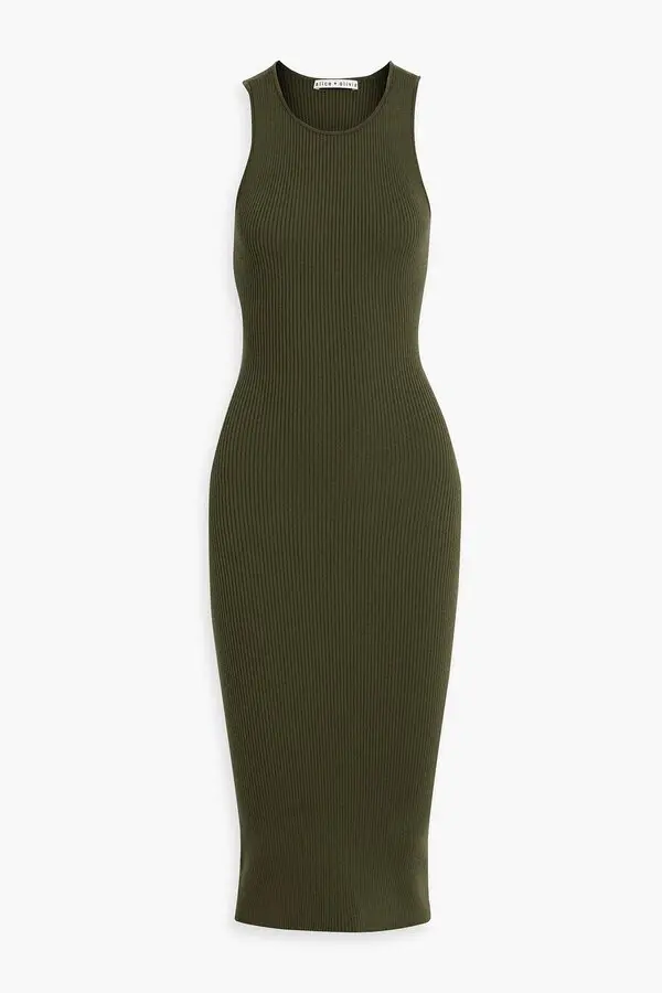 Alice + Olivia Wright Ribbed Wool-blend Midi Dress