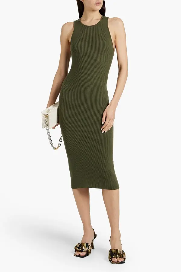 Alice + Olivia Wright Ribbed Wool-blend Midi Dress