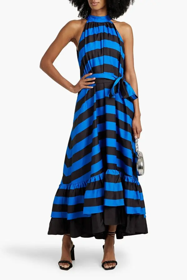 alice and olivia jovie maxi dress Jovie Ruffled Crepe De Chine Maxi Dress