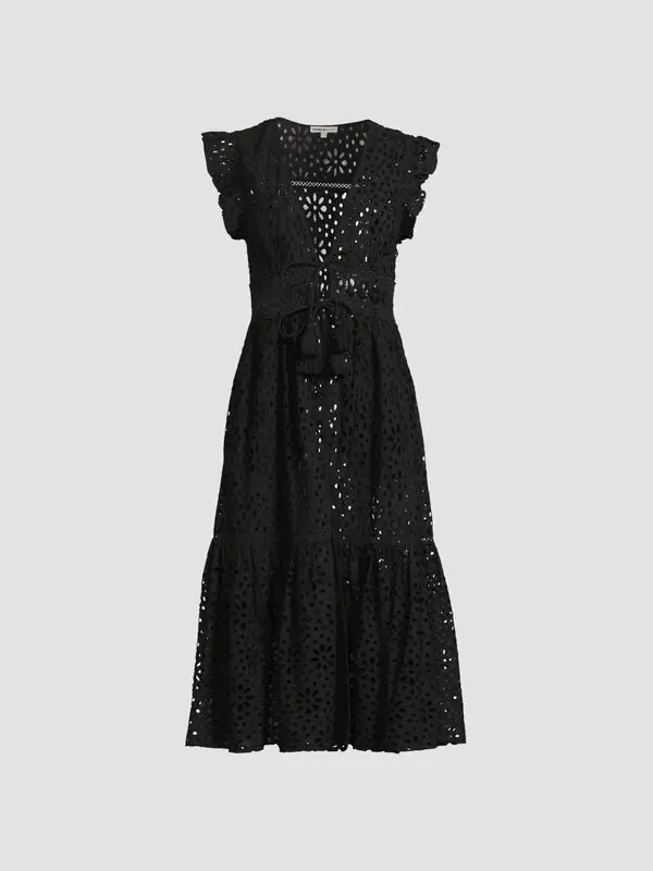 CHANGE OF SCENERY Lauren Eyelet Cover-up Dress - Black