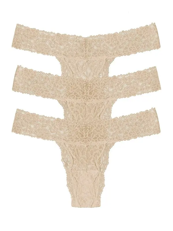 LOVESUZE 3-pack Lace Thongs - Beige