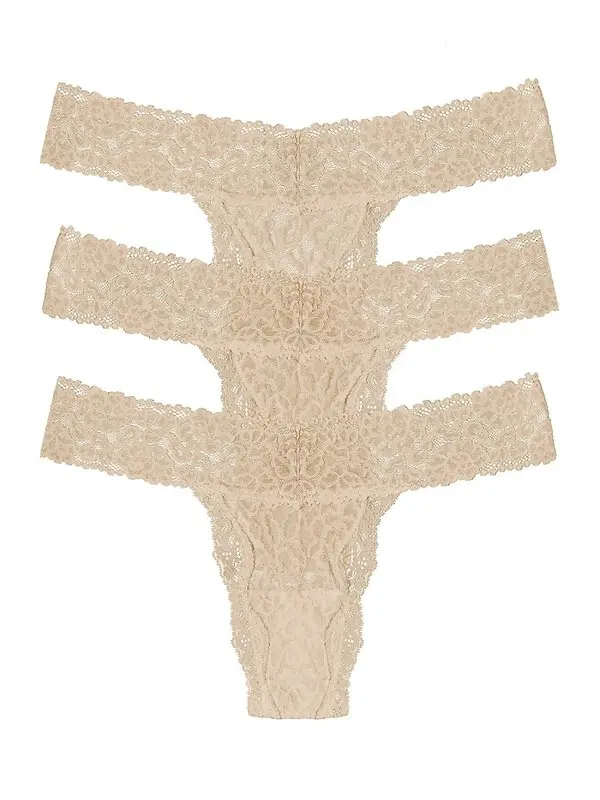 LOVESUZE 3-pack Lace Thongs - Beige