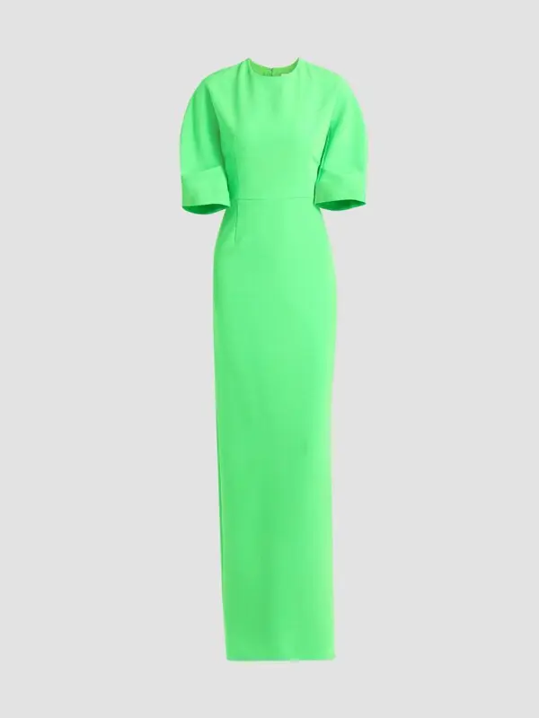Rickie Freeman For Teri Jon Crêpe Tucked Sleeve Column Gown - Lime