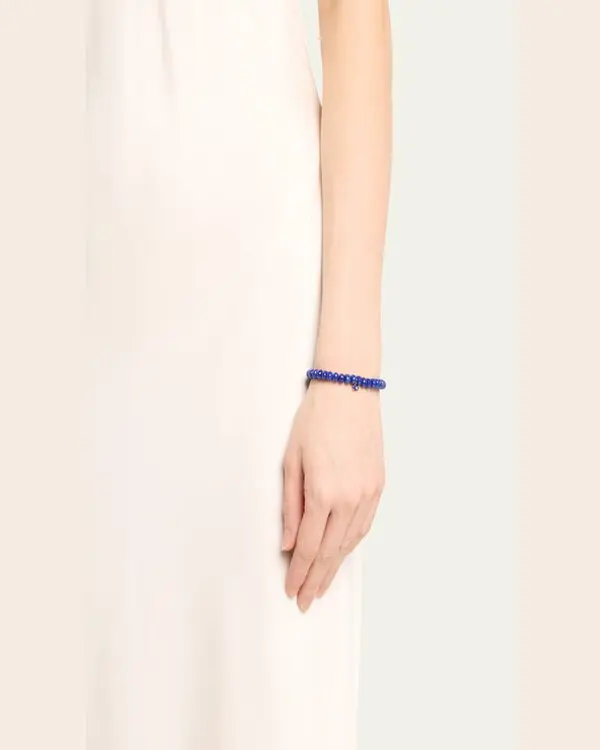 SYDNEY EVAN 14k Yellow Gold Tiny Carved Evil Eye Charm On Rondelle Bracelet