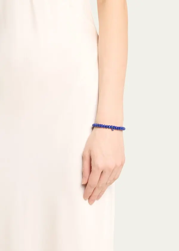 SYDNEY EVAN 14k Yellow Gold Tiny Carved Evil Eye Charm On Rondelle Bracelet