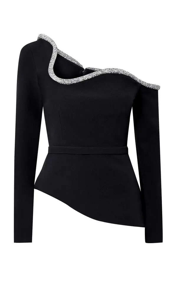 Safiyaa Aime Crystal-embellished One-shoulder Top Fr 38