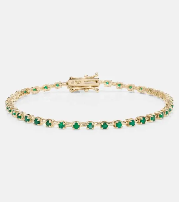 STONE AND STRAND Emerald Ace Tennis Bracelet - Gold