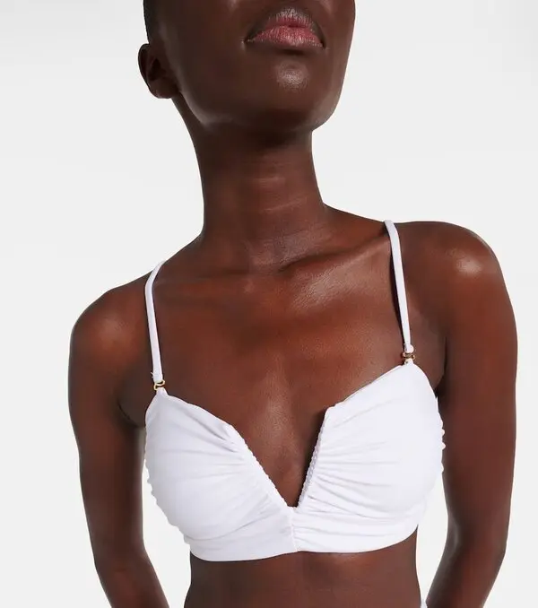 Jade Swim Calla Ruched Bikini Top - White