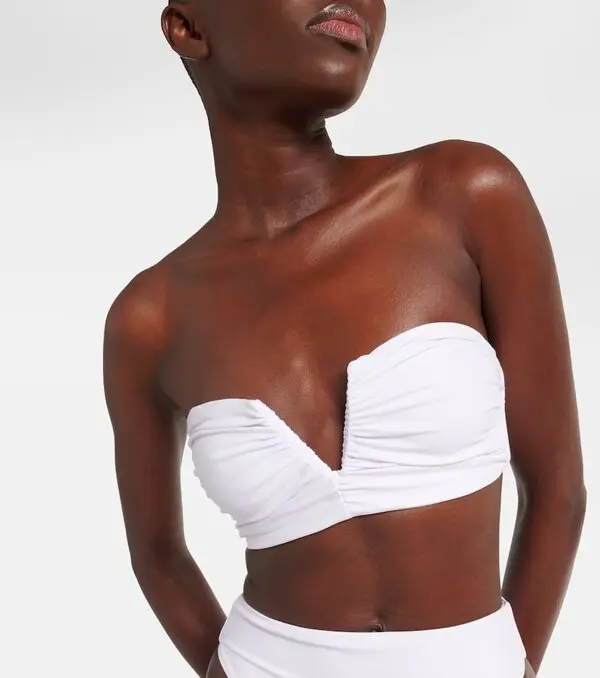 Jade Swim Calla Ruched Bikini Top - White