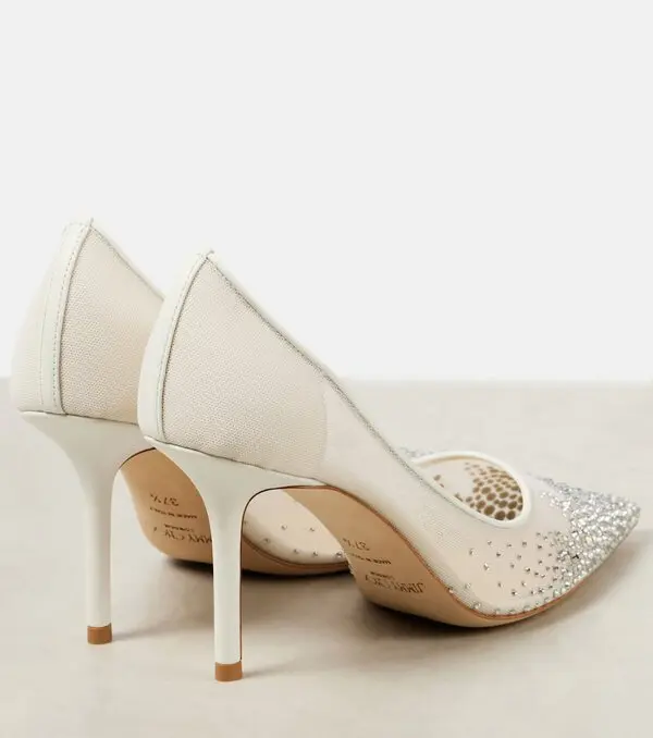 JIMMY CHOO Love 85 Crystal-embellished Pumps - White