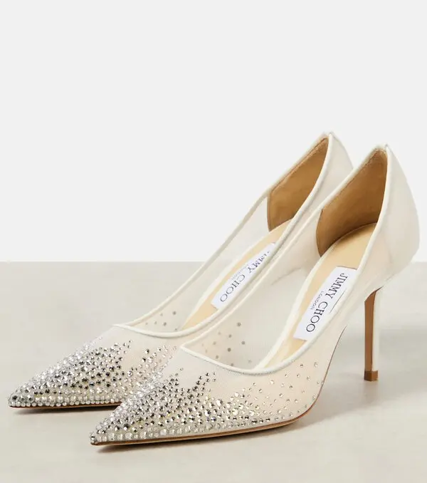 JIMMY CHOO Love 85 Crystal-embellished Pumps - White