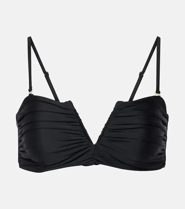 Jade Swim Calla Ruched Bikini Top - Black