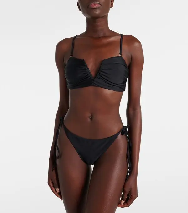 Jade Swim Calla Ruched Bikini Top - Black