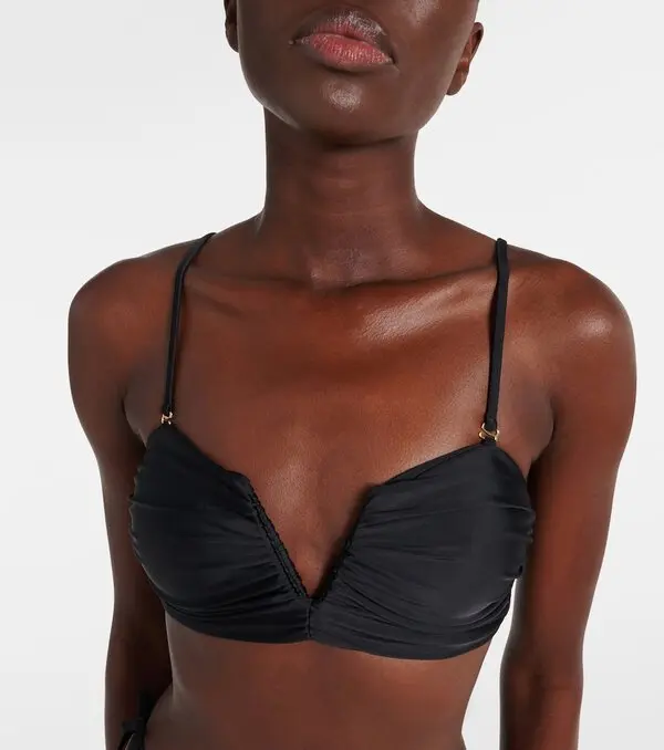 Jade Swim Calla Ruched Bikini Top - Black