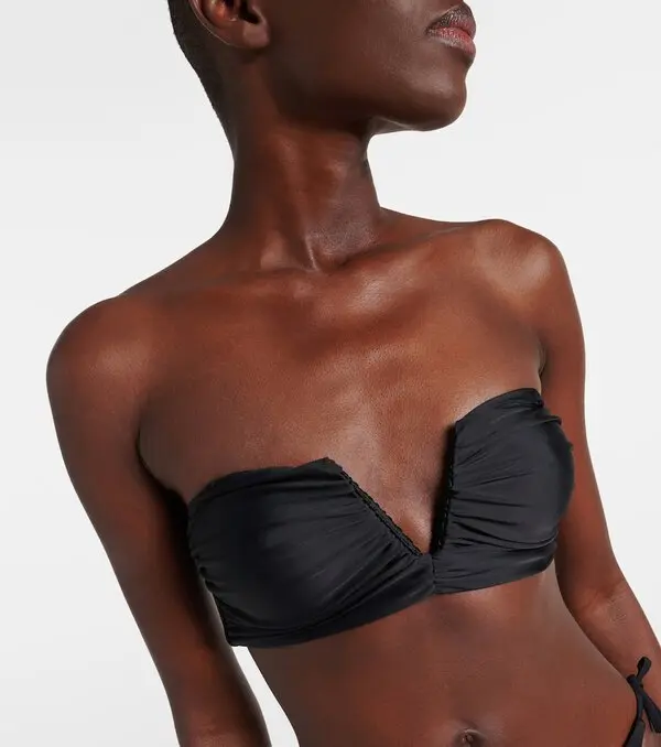 Jade Swim Calla Ruched Bikini Top - Black