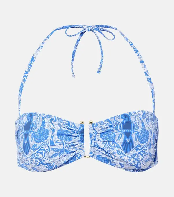 Heidi Klein Lake Como Printed Bikini Top - Blue