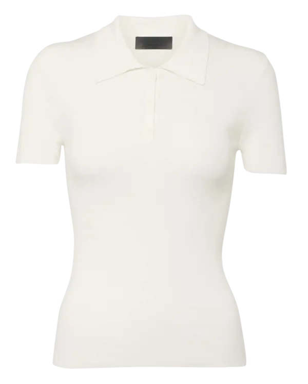 NILI LOTAN Ribbed Knit Polo Shirt