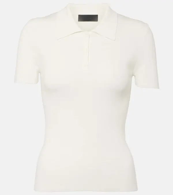 NILI LOTAN Ribbed Knit Polo Shirt