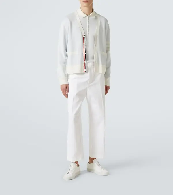 Thom Browne 4-bar Linen And Cotton Polo Shirt - Blue
