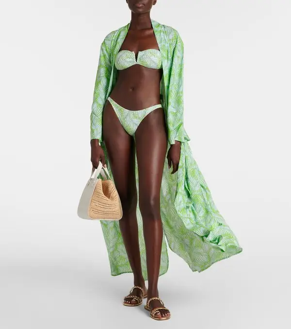 Melissa Odabash Alba Printed Bandeau Bikini Top - Green