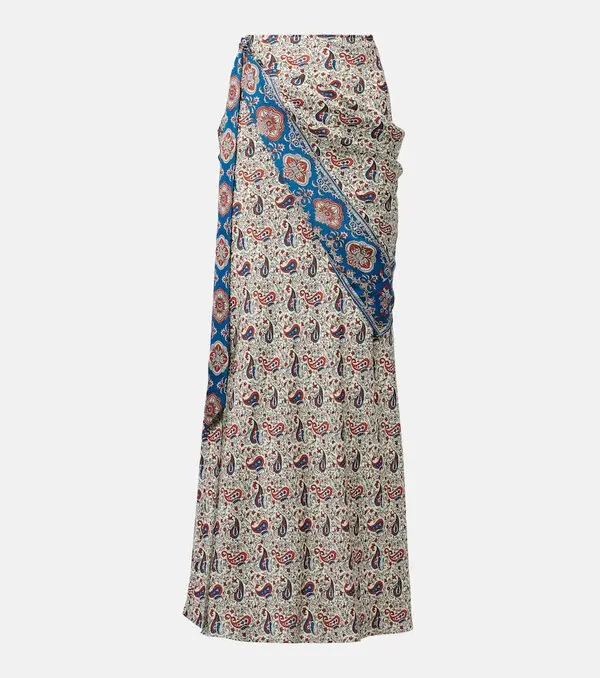 Rabanne Paisley Satin Maxi Skirt - Multicoloured