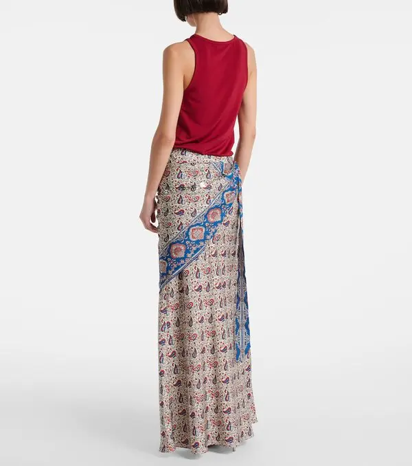 Rabanne Paisley Satin Maxi Skirt