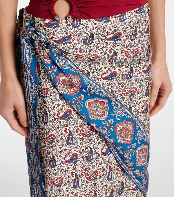 Rabanne Paisley Satin Maxi Skirt