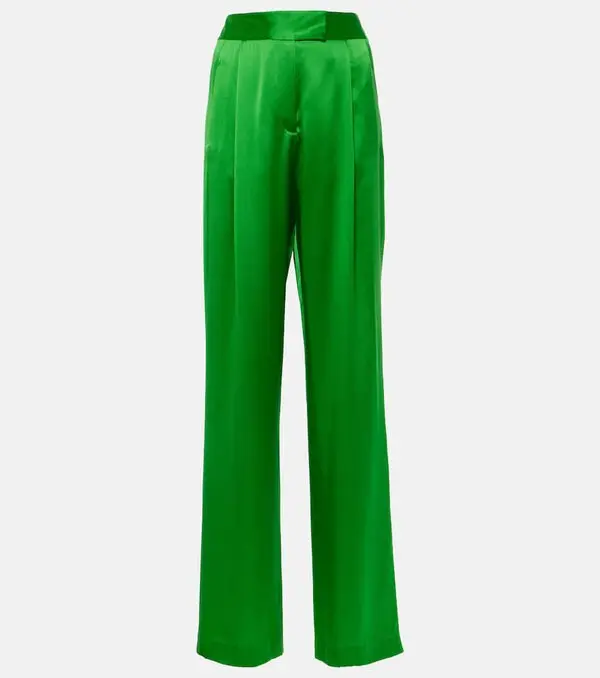 THE SEI Pleated Silk Wide-leg Pants