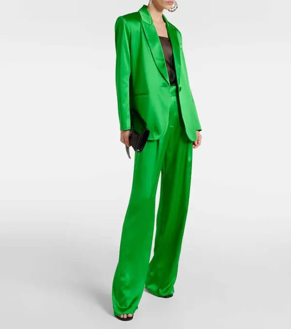 THE SEI Pleated Silk Wide-leg Pants