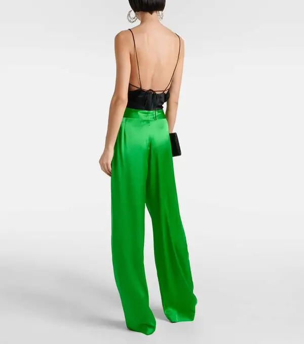THE SEI Pleated Silk Wide-leg Pants