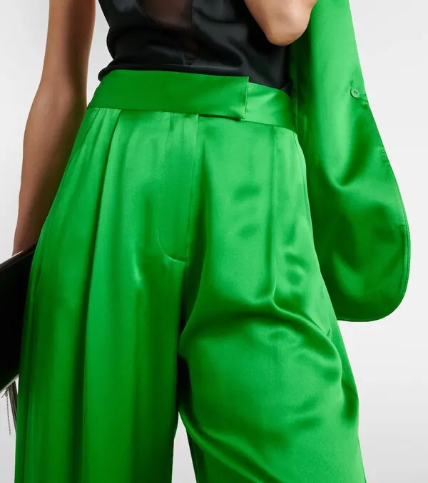 THE SEI Pleated Silk Wide-leg Pants