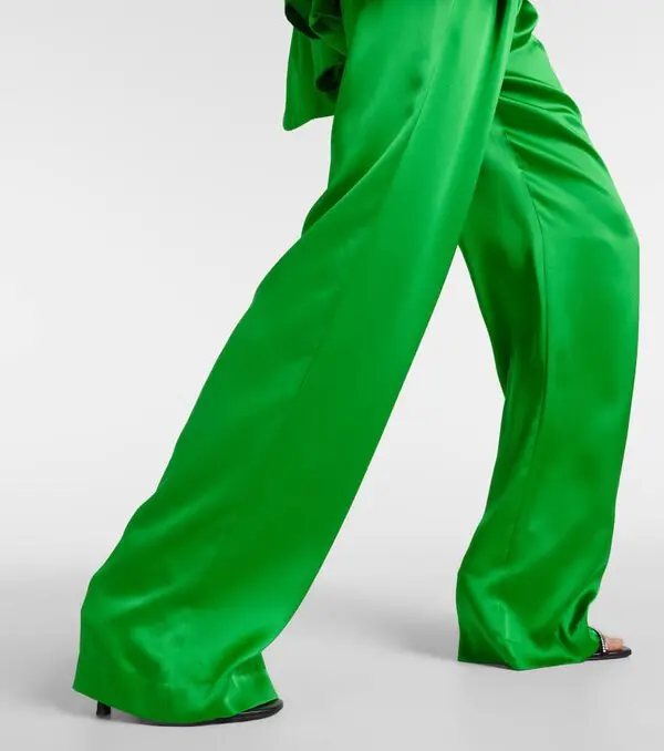 THE SEI Pleated Silk Wide-leg Pants