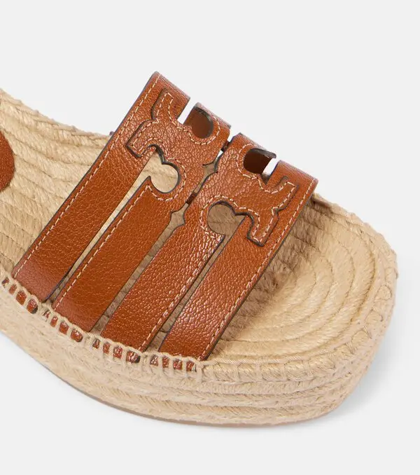Tory Burch Ines Leather Espadrille Wedges - Brown