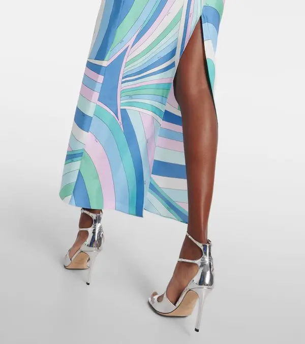 Emilio Pucci Iride And Pesci Silk Twill Gown - Blue