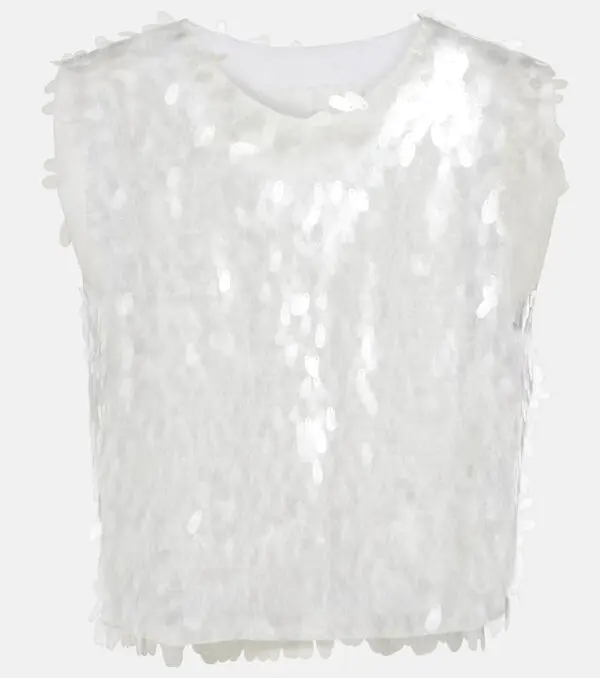Norma Kamali Sequined Crop Top - White
