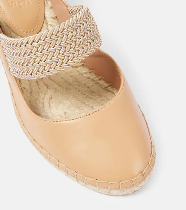 MALONE SOULIERS Siena 70 Leather Espadrille Wedges - Beige