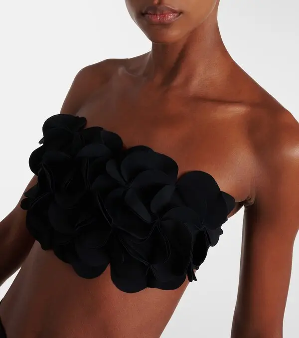 KARLA COLLETTO Tess Ruffled Bandeau Bikini Top - Black